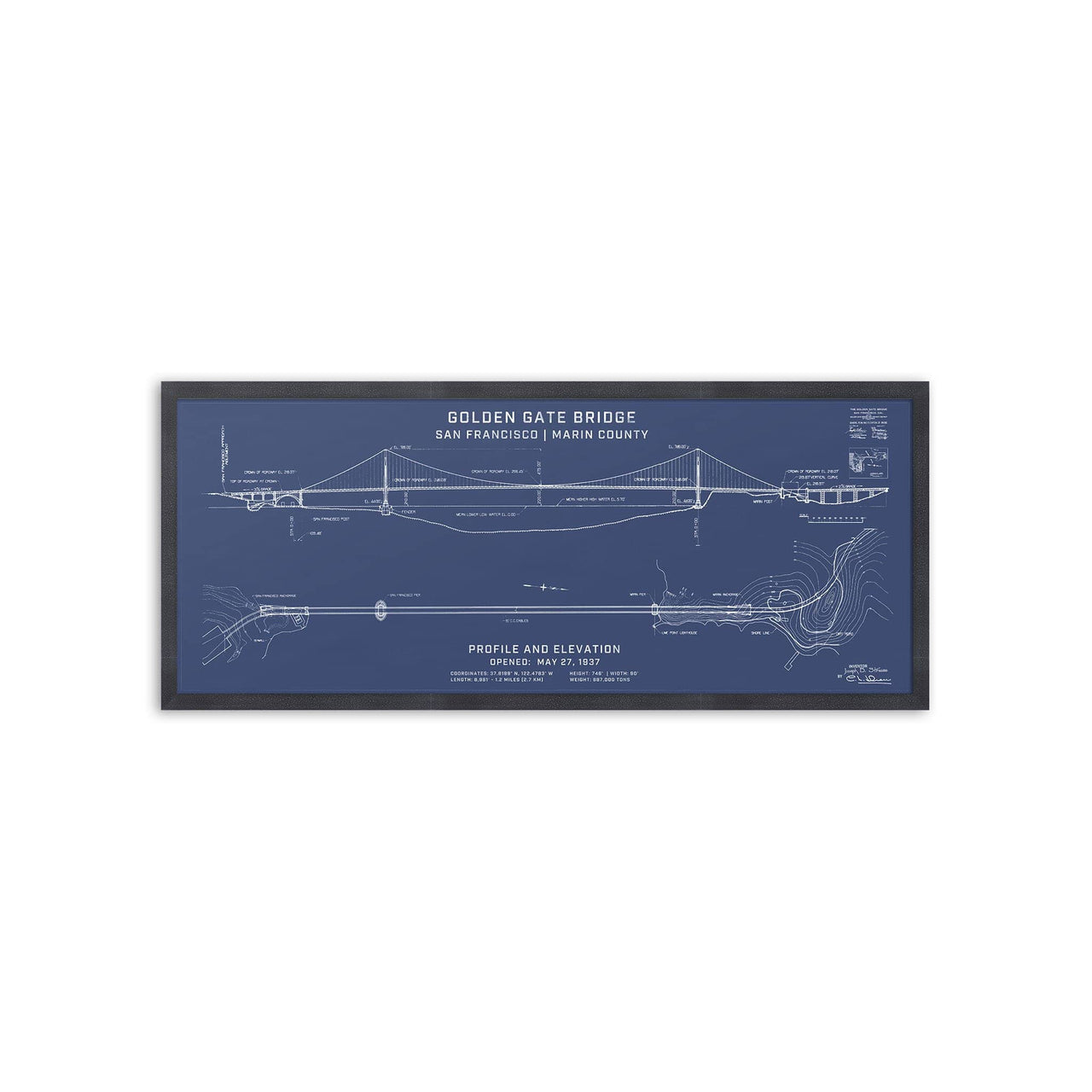 Golden Gate Bridge 1937 Profile and Elevation – Foundry