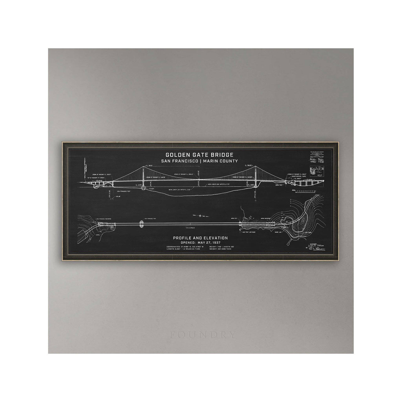 Golden Gate Bridge 1937 Profile and Elevation – Foundry