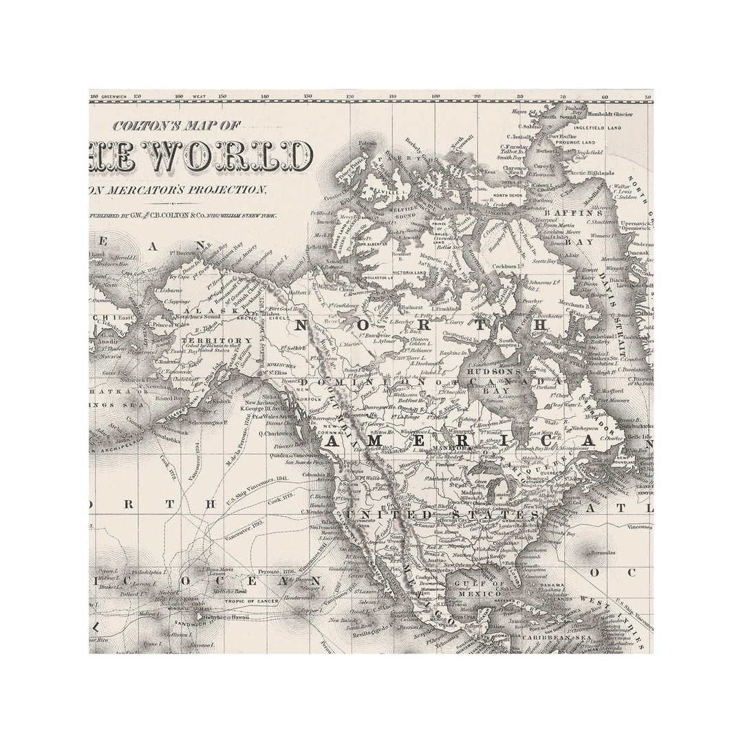 Colton's Map of the World on Mercator's Projection. 1855 – Foundry